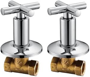Royal H&H Concealed Shut Off Valve Straight with Modern Cross Handle ...