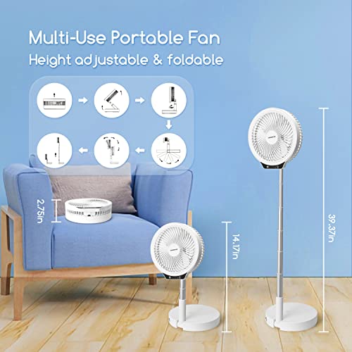 Aigostar 8" Foldaway Portable Fan, 8000mAh Rechargeable Battery ...