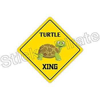 Amazon.com: Turtle Crossing Xing Metal Tin Funny Road Sign: Garden ...