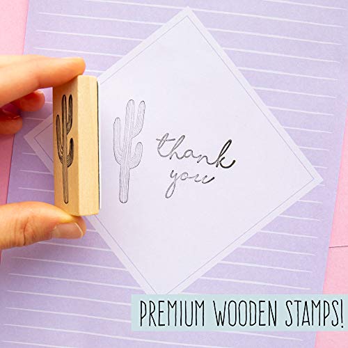 STMT Social Stationery Set - Kit Includes 6 Wooden Stamps, Stamp Pad ...