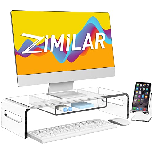 Zimilar 20 inch Large Monitor Stand Riser with Phone Stand, Crystal ...