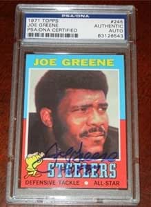 JOE GREENE Signed Auto 1971 Topps ROOKIE Card #245 PSA/DNA slabbed ...