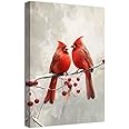 Amazon.com: ZQQART Red Cardinal Canvas Wall Art Cardinal Bird Standing ...