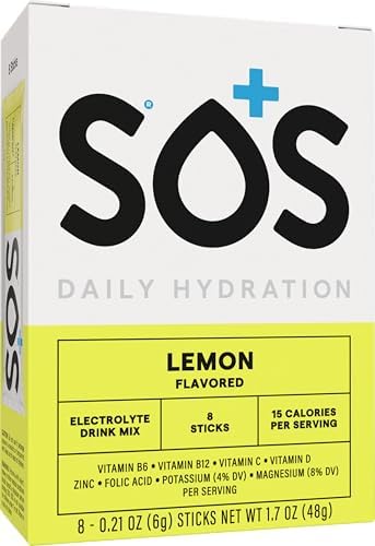 SOS Hydration Electrolyte Powder Packets, 8 Stick Packets (Lemon) price ...