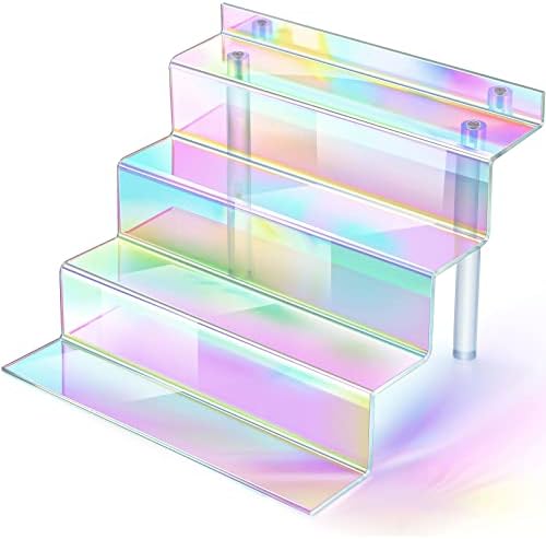 Acrylic Riser Display Shelf 4 Tier Rainbow Iridescent Display Riser ...