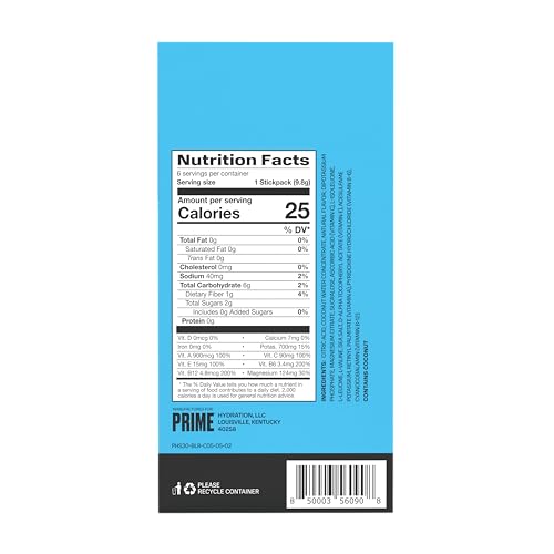 PRIME HYDRATION+ Sticks Blue Raspberry | Hydration Powder Single Serve ...