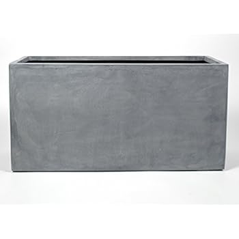 Amazon.com : Grey Rectangle Planter Box Fiberstone - Indoor Outdoor ...