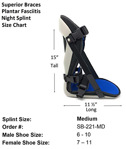 Superior Braces PFS Medical Night Splint for Plantar Fasciitis, Pain ...