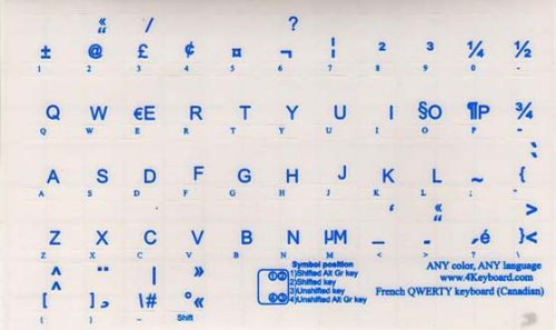 Buy FRENCH QWERTY CANADIAN KEYBOARD STICKER WITH BLUE LETTERING ...