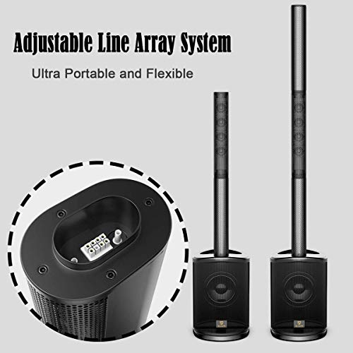 Akustik Portable Line Array Column Speaker Wled Lights 8 Inch Active Subwoofer And 4 Tweeters