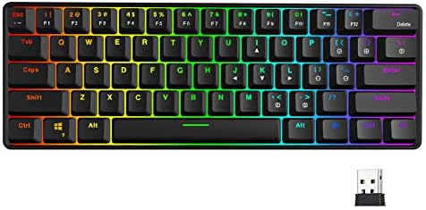RedThunder K61 Rechargeable Wireless 60% Mechanical Keyboard, True RGB ...
