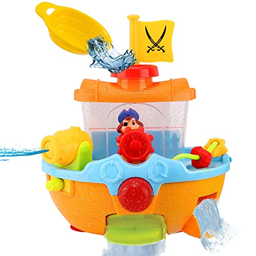 Wall Mountable Pirate Ship Bathtub Bath Toy for Kids with Water Cannon ...