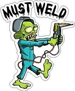 Amazon.com: 3 - Must Weld Zombie Welder Hard Hat/Helmet Stickers H232 ...