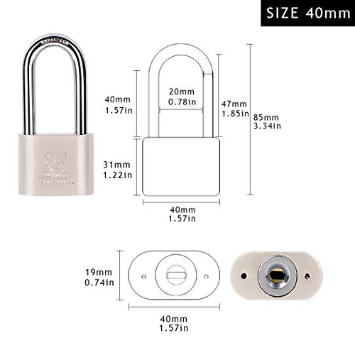 Locks with Keys 2 Pack, Katfort 1-9/16-inch(40mm) Padlock with 4 Keys ...