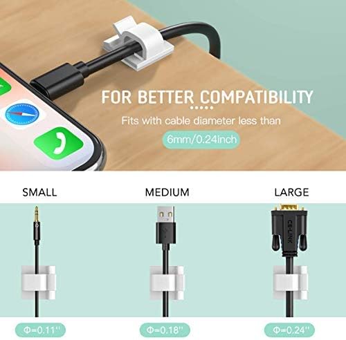 110pcs White Cable Clips, AGPTEK Adhesive Cable Management Clips Cable ...