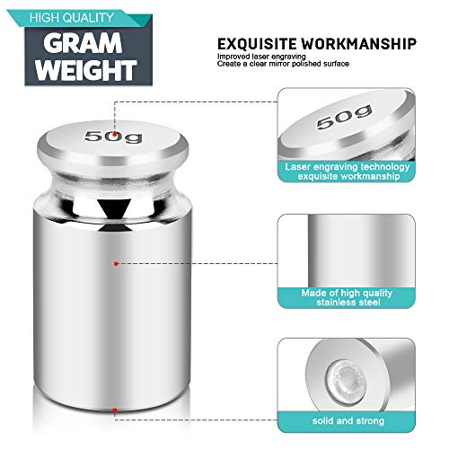 Gram Calibration Weight 1g 2g 5g 10g 20g 50g, HNYYZL 6Pcs Precision Scale Balance Calibration ...