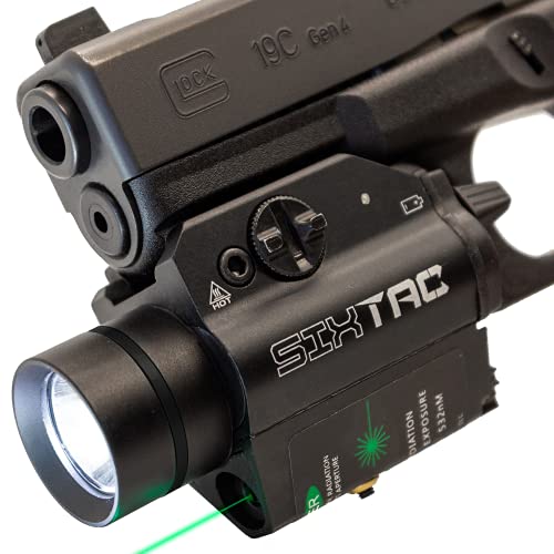 SIX TAC 1000 Lumens Tactical Gun Light Flashlight with Strobe and Laser ...