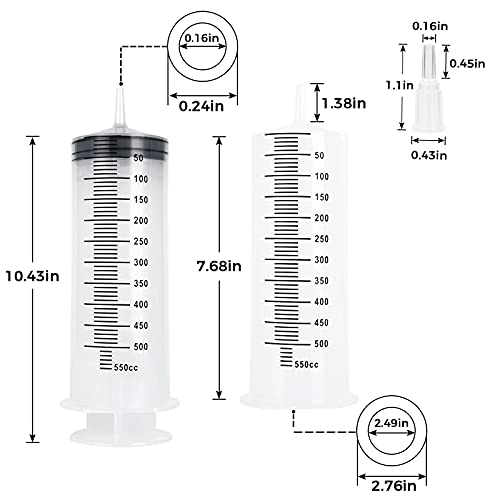 500/550ml Extra Large Syringe, Plastic Syringe with 40inch Plastic ...
