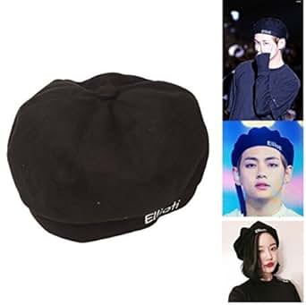 Amazon.com: NUOFENG Kpop Cartoon BTS Bangtan Boys V's Beret Hat Knitted ...