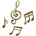 Amazon.com: Lot 4Pcs Gold/Golden Music Notes Sewing Embellishments ...