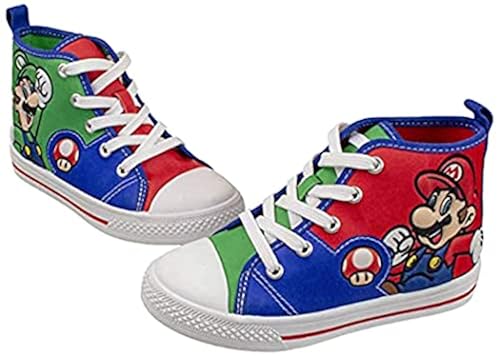 SUPER MARIO Brothers Mario Luigi Kids Shoe, Nintendo Hi Top Sneaker ...