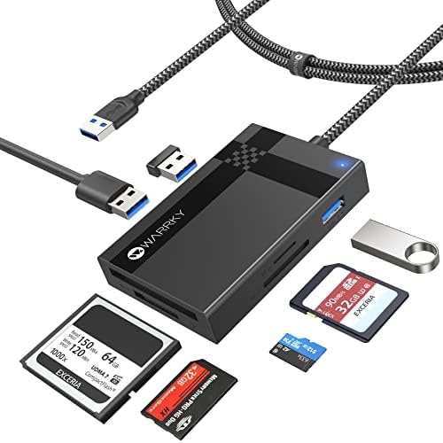 SD Card Reader 7 IN 1 USB 3.0, WARRKY 2.5FT [Highspeed, Simultaneous ...