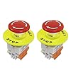 YQBOOM 2pcs 22mm Mounting Hole Latching Emergency Stop Push Button Switch Red with 60mm ...