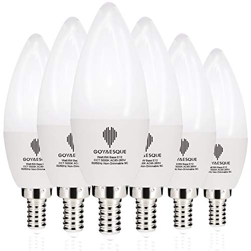 Goyaesque C37 LED Candelabra Light Bulb 6W Chandelier B11 Non Dimmable ...