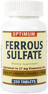 Amazon.com: Optimum Ferrous Sulfate (Iron) Supplement 325 Mg 5 Grain ...