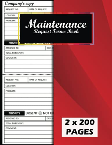 Amazon.com: Maintenance Request Forms Book: 2 X 200 Pages Repair ...
