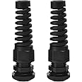 Strain Relief Cord Connector, CGELE 2 Pack NPT 1/2" Waterproof Cable Gland Cord Grip Spiral ...