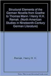 Amazon.com: Structural Elements of the German Novella from Goethe to ...