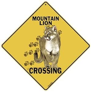 Amazon.com: CROSSWALKS Mountain Lion Crossing 12" X 12" Aluminum Sign ...