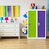INVIE Kids Metal Storage Locker 3 Tier Steel Locker, Steel Cabinet with ...