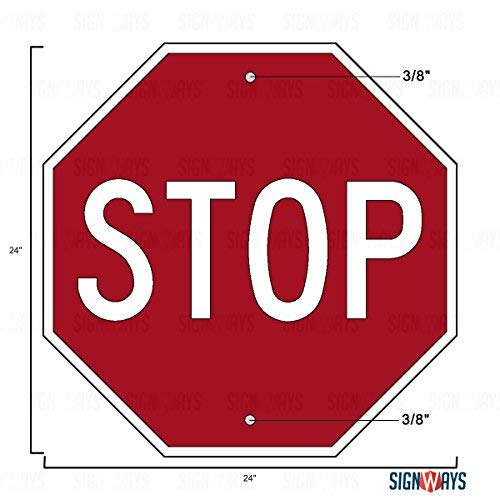 Stop Sign, 24 X 24 Road Stop Sign, Includes Holes, 3M Engineer - Want ...