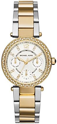 سعر ساعة باركر بمينا بلون ابيض وسوار من الستانلس ستيل للنساء من مايكل ...