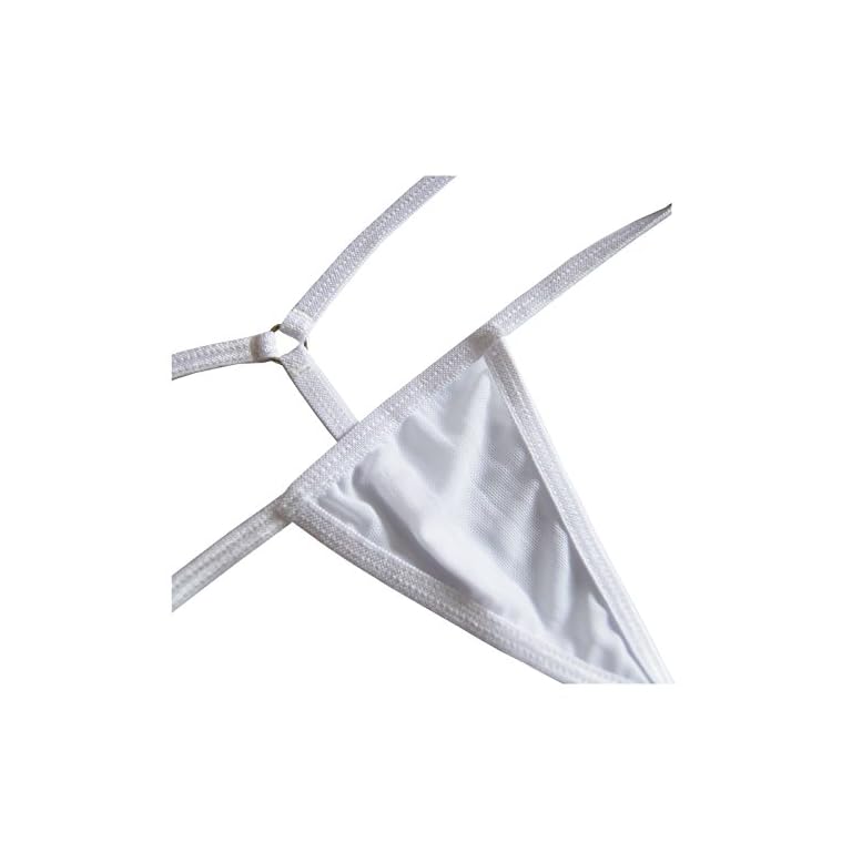 Esquki Women’s Sheer Extreme Bikini Halterneck Top and Tie Sides Micro ...