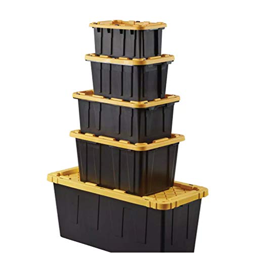 7 Gallon Tough Storage Bin with Lockable Lid (Pack of 6), Heavy Duty ...