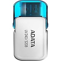 ADATA 32 GB Memoria Flash USB 2.0 con Tapa Retráctil Color Blanco con Azul (Modelo UV240 ...