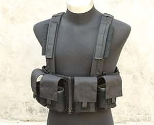 Amazon.com : 961K Load Bearing M14 / SR25 Magazine Chest Rig Black Vest ...