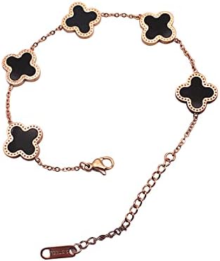 VINNYSEN Lucky Four-Leaf Clover Chain Bracelet, Adjustable 5 Flowers ...
