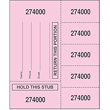 Amazon.com : Chinese Auction Tickets (2 Stub Choices) (5 Bid Numbers ...