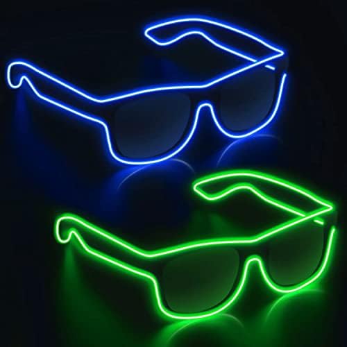 Luminous LED Glasses Glow in the Dark 2 Packs Light up glasses for Rave ...