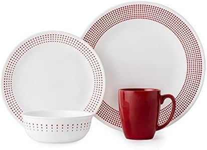 Amazon.com | Corelle Dinner Set, Red/ White: Dinnerware Sets