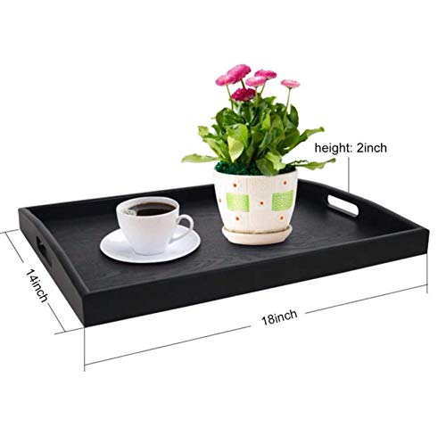 Tray extra large Serving Tray- Black Wood Rectangle Food Tray Butler ...