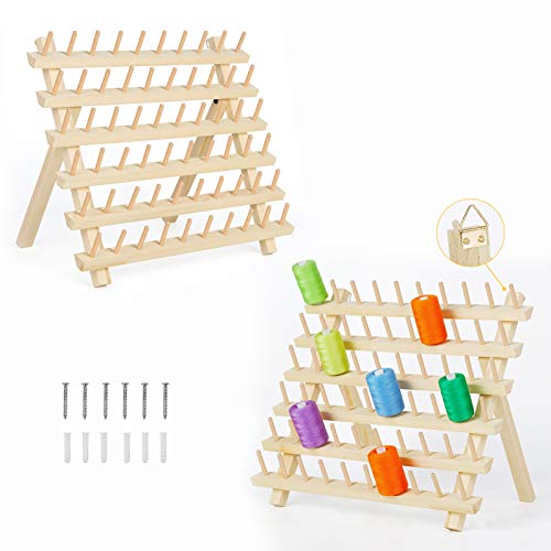 HAITRAL 2 Pack 60-Spool Thread Holder Rack - Sewing Organize with Hook ...