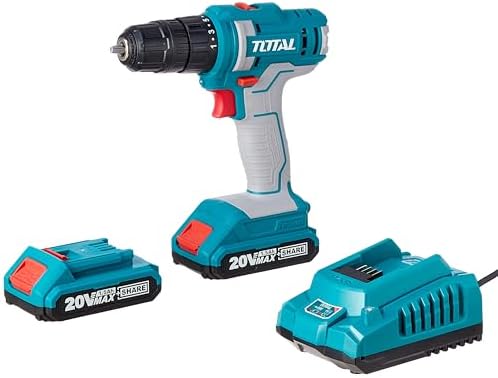 Total TDLI20028 Lithium-Ion Cordless Drill with 2 20V 1.5Ah Batteries ...