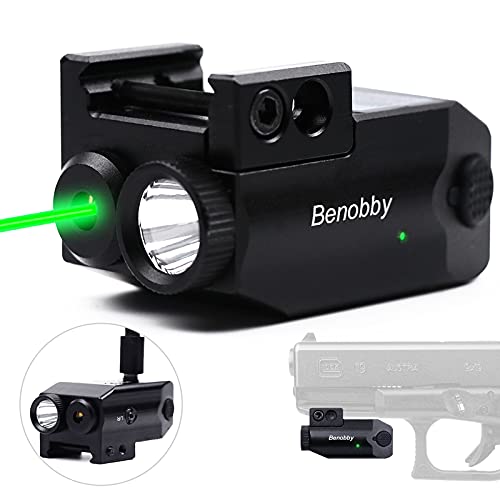 Benobby Tactical Flashlight Green Laser Combo, 350 LUMENS Strobe Pistol ...