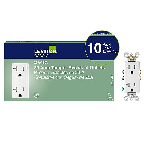 Leviton M02-T5825-Wmp 20a 125v White Decora Tamper Resistant Outlets 10 ...