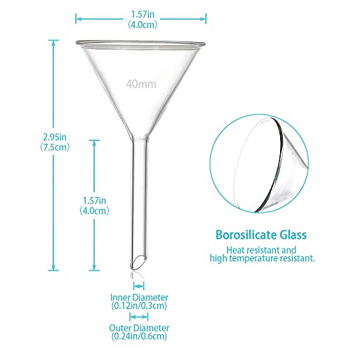 40mm Glass Funnel, Short Stem Borosilicate Glass Funnel for Science ...
